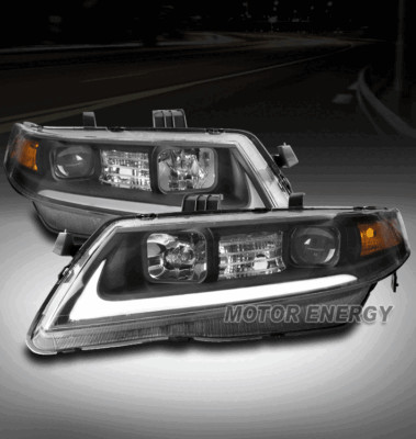 FOR 04-08 ACURA TSX CL9 LED TUBE PROJECTOR HEADLIGHTS HEADLAMPS BLACK ...