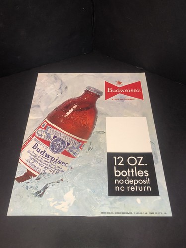 Vintage 1969 Budweiser Beer advertising cardboard easel-back display ...