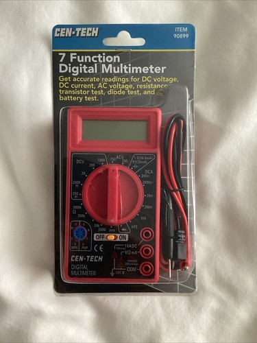 Cen-Tech 7 Function Digital Multimeter 90899 Battery Tester Voltage 10 ...