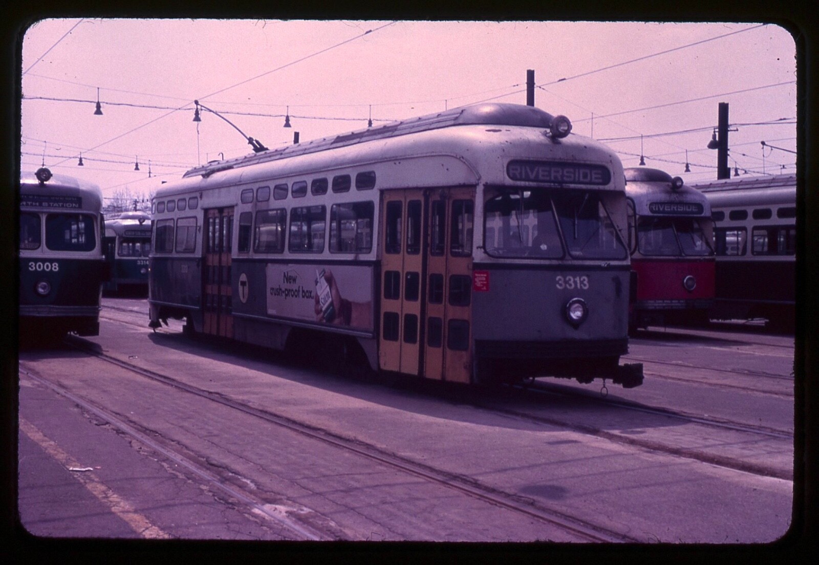 Trolley Slide - Boston MBTA #3313 PCC Streetcar 1974 Riverside Storage ...