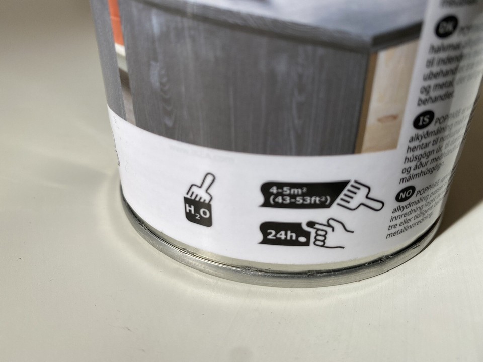 IKEA POPPARE WATER BORNE LOW GLOSS INDOOR WOOD METAL FURNITURE PAINT X ...