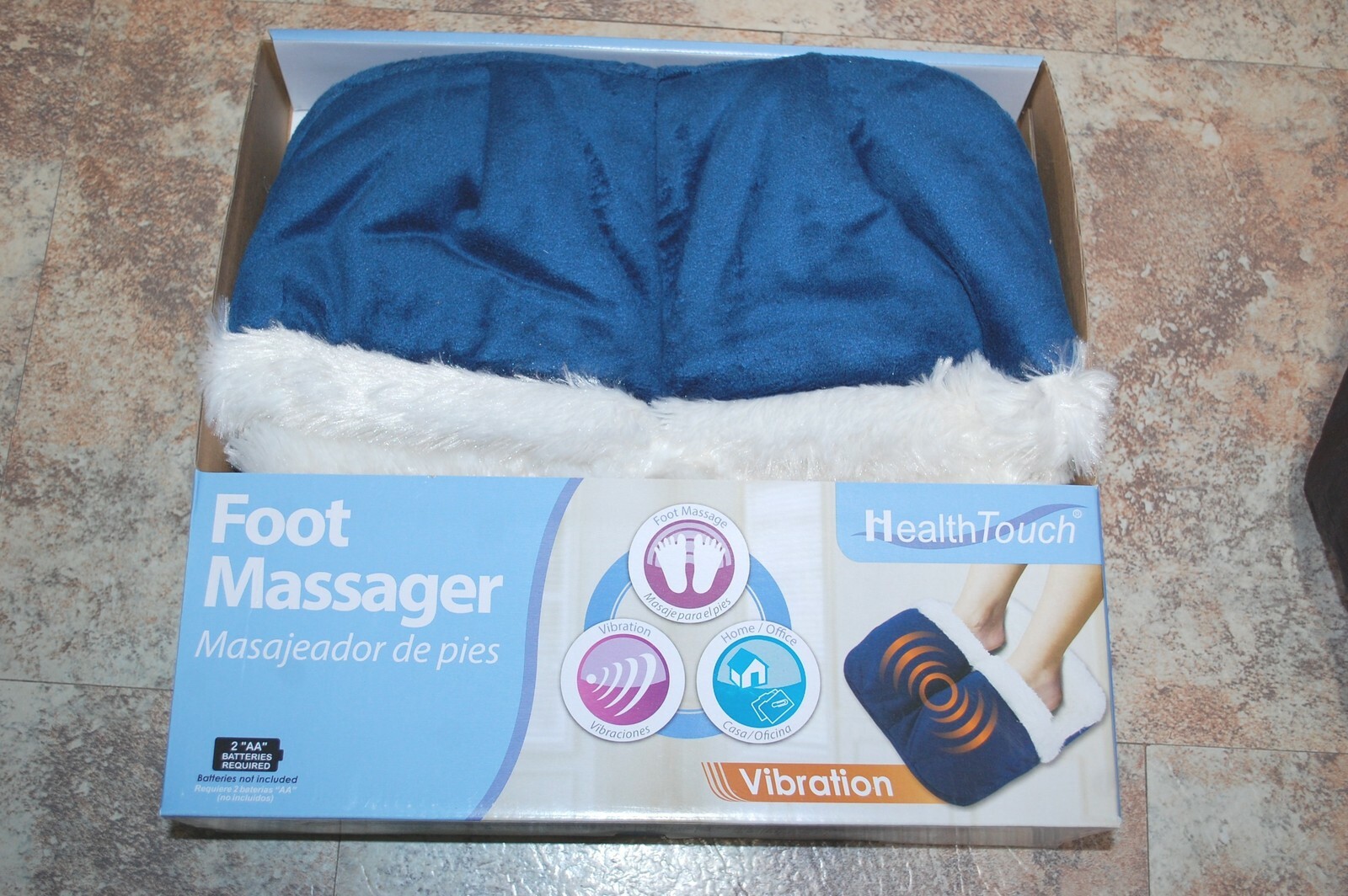 Foot Massaging Pad VIBRATING FOOT MASSAGER Slip Feet In BLUE Faux Fur ...