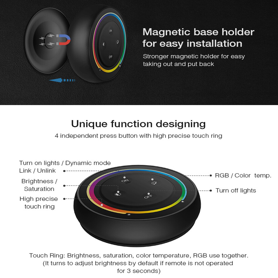 2.4G Rainbow Remote Controller RGB+CCT Wall Panel Smart LED Lighting ...