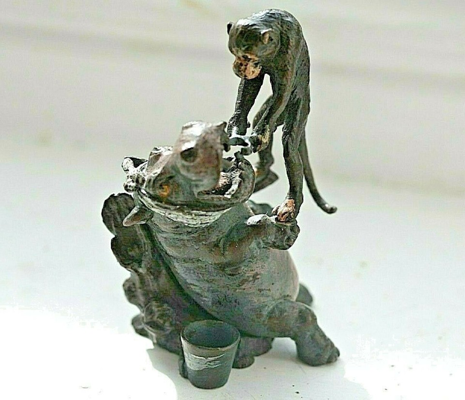 Bergman Cold Painted Bronze Dentist Monkey pulling Hippopotamus tooth ...