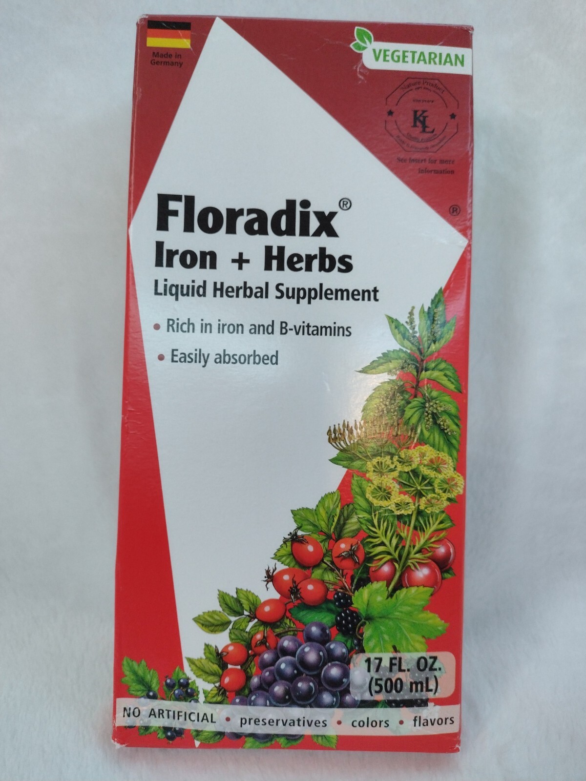 Floradix Iron + Herbs Vegetarian Liquid Herbal Supplement 17 fl oz Exp ...