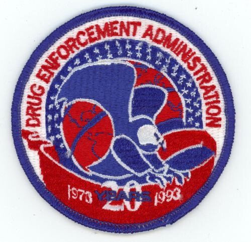 DEA DRUG ENFORCEMENT ADMIN 20TH ANNIVERSARY NICE SHOULDER PATCH POLICE ...