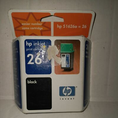 New Genuine HP 51626A #26 Black Ink Cartridge Exp. | eBay