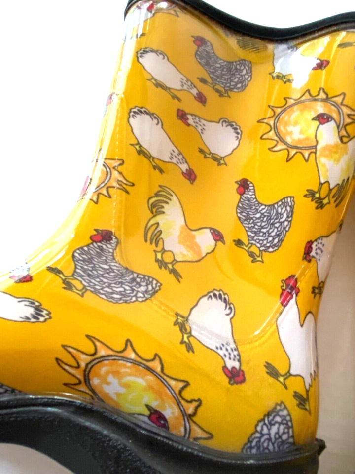 New Women's Sloggers Chicken Rain Boots Size 7 Roosters So Cute School ...