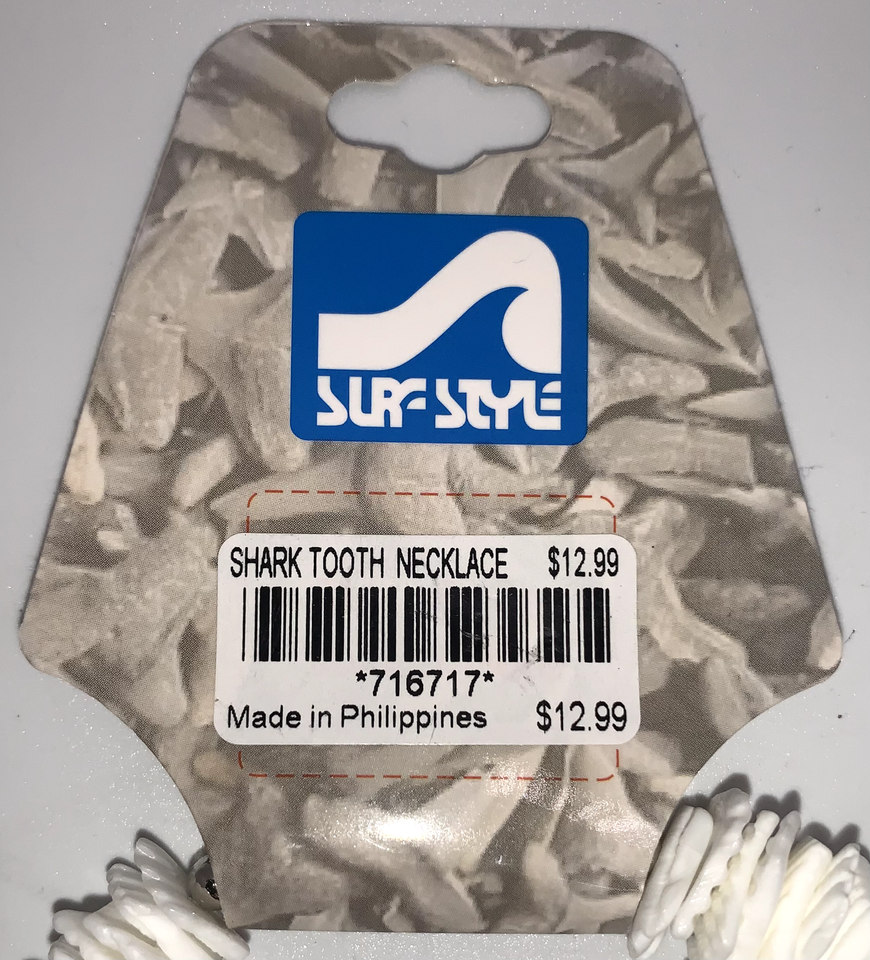 White Shell Necklace Hawaiian Clam Chip Shark Tooth Surfer Surf Style ...