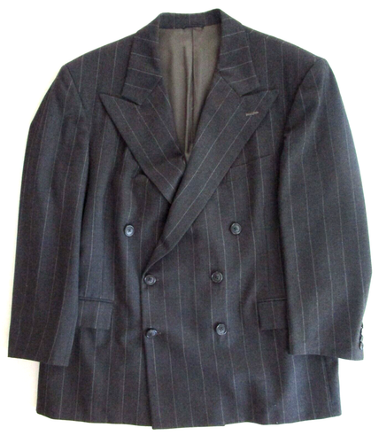 VTG POLO Ralph Lauren Men Blazer Wool Grey Pin Stripe Size 40 Jacket ...