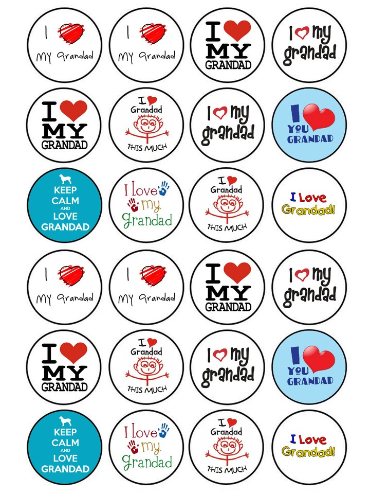 24 x Edible Father's Day Birthday Daddy Dad Grandad Grampy Cupcake Cake ...