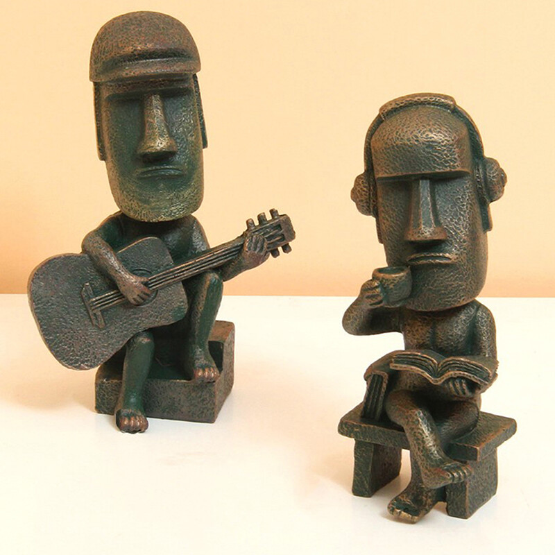 Simple Creative Resin Embellishments Moai Stone Statue Blind Box Funny ...
