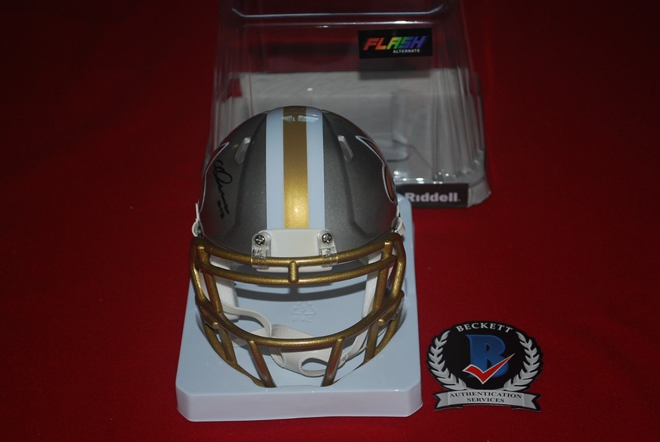 DEREK CARR CHRIS OLAVE Saints signed Flash Mini Helmet BECKETT COA ...