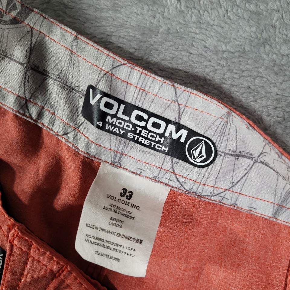 VOLCOM Mod-Tech Board Shorts Mens 32 Swim Trunks Coral/ Orange Beach Surf Pocket | eBay