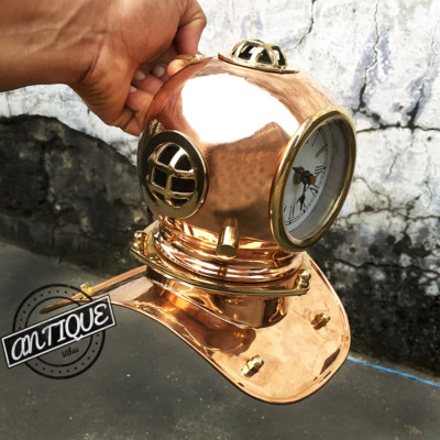 Vintage Dive Scuba Helmet Shelf Desk Clock ~ 12 hour Time Clocks ...