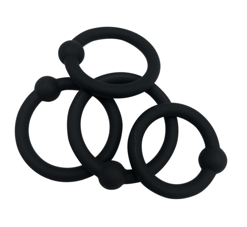 4PCS / SET Silicone Glans With Beads Scrotum Time delay Ring 4 Rings ...