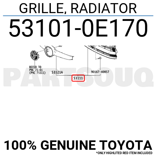 531010E170 Genuine Toyota GRILLE, RADIATOR 53101-0E170 | eBay