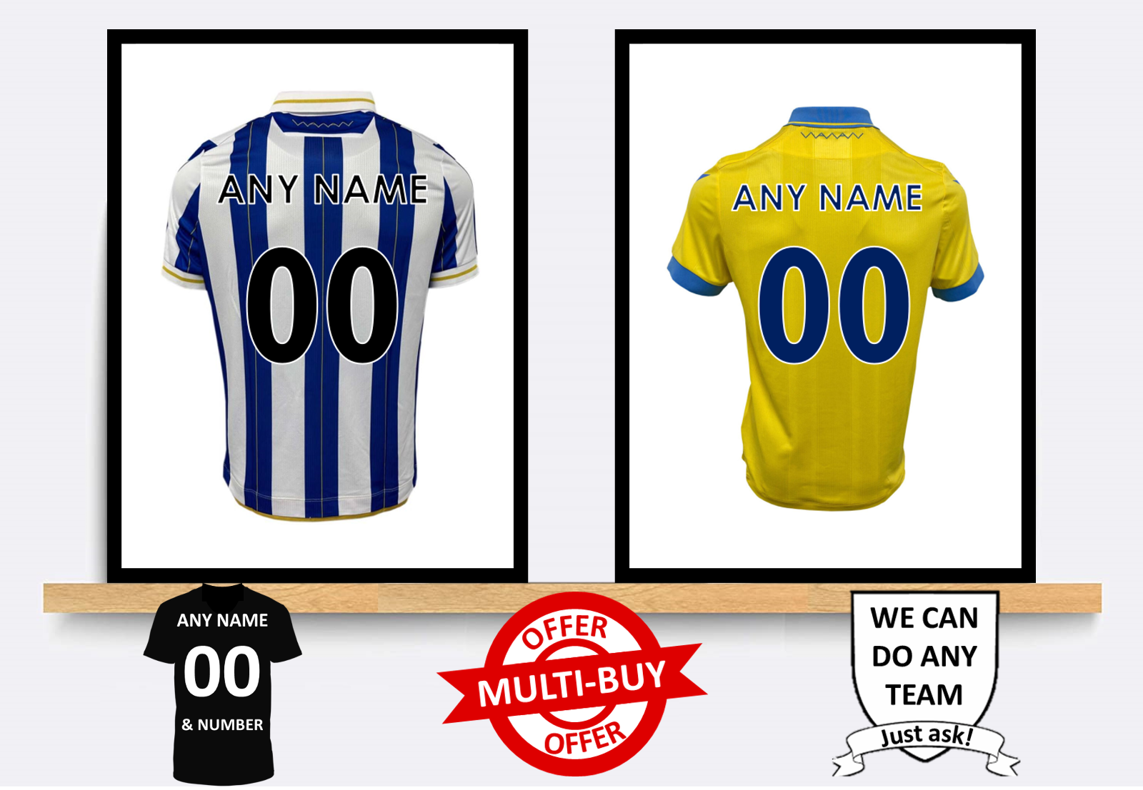 Personalised Sheffield Wednesday Football Shirt Print Wall Art Poster ...