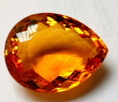 GIE Certified 171 Ct Large Yellow Color Citrine Pear Cut Faceted Loose ...