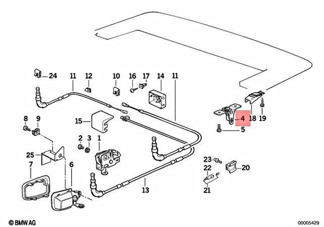 Convertible Top Storage Cover Latch Catch 51258200482 Set BMW E36 325 ...