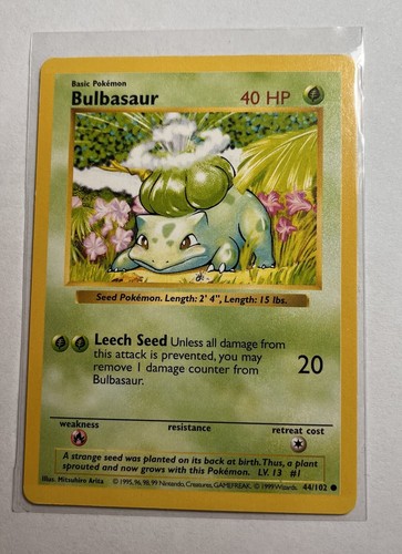 Bulbasaur ~ NM/M SHADOWLESS 44/102 Pokémon TCG Base Set WoTC RARE | eBay