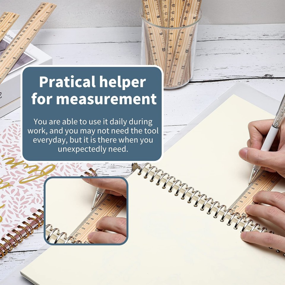 60 Pack Wooden Ruler 12 Inch Rulers Bulk Wood Measuring Ruler Office ...