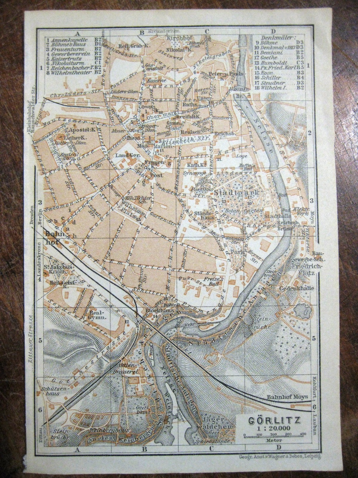 stampa antica old print map Germania Germany Gorlitz 1914 | eBay