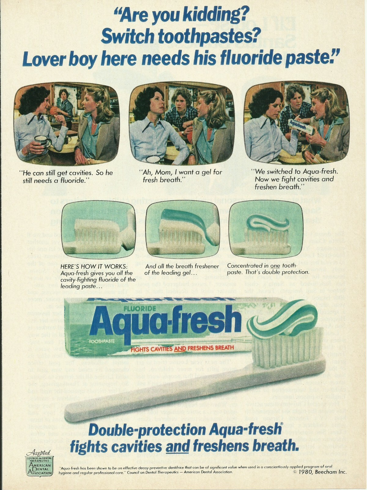 1980 Aqua-Fresh Toothpaste Fluoride vintage print ad 80's advertisement ...