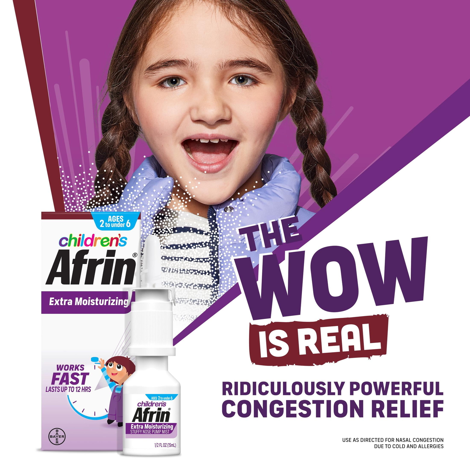 Children's Afrin Extra Moisturizing 12-Hour Stuffy Nose Nasal Spray, 0. ...