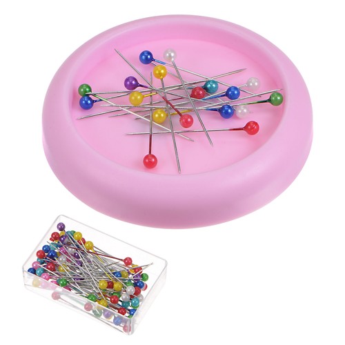 Magnetic Pin Cushion Concave Shape with 100pcs Plastic Head Pins ...