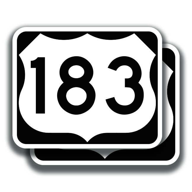 U.S. ROUTE 183 DECAL 2 Stickers Road Sign Bogo Highway Car Truck Bumper ...