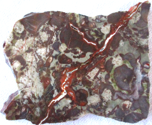 Fire Mountain Rhyolite Slab - Red - Green - White - 100 Grams ...