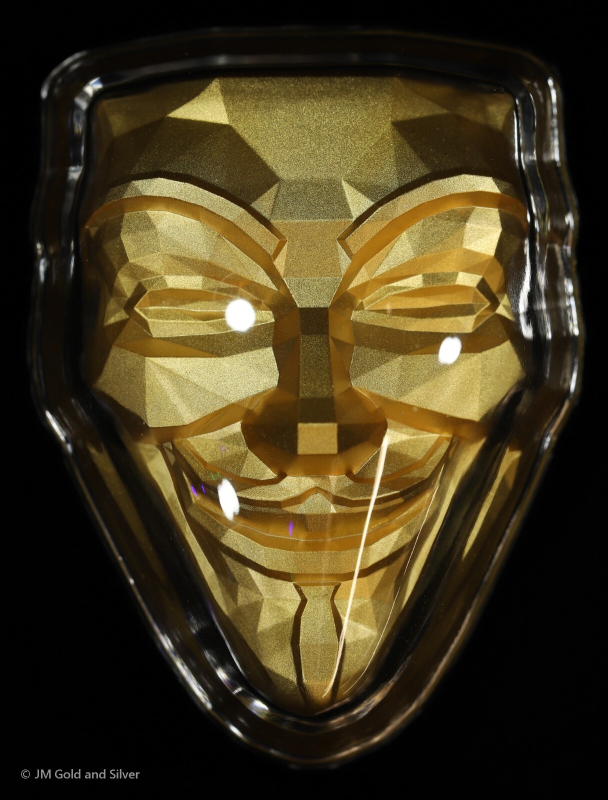 2022 South Korea Rebel Guy Fawkes Revel Mask 2 oz Gilded Silver Stacker ...