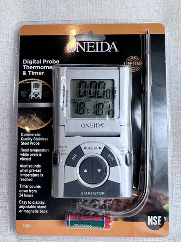 Oneida Digital Probe Cooking Thermometer & Timer-Grey Brand New-Model ...