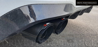 GLOSS BLACK CARBON FIBRE AKRAPOVIC EXHAUST TIPS 4” VW GOLF R MK7 MK7.5 ...