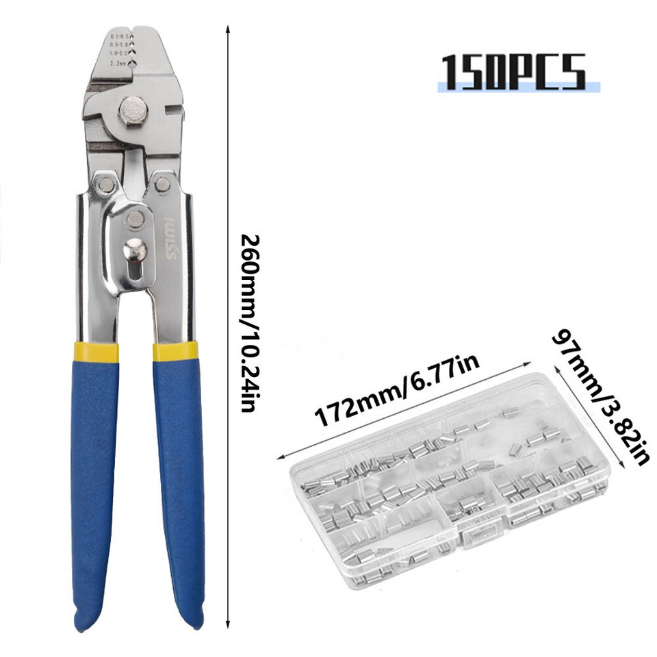 150PCS Aluminum Cable Crimp Sleeves Clip Ferrule For Steel Wire Rope ...