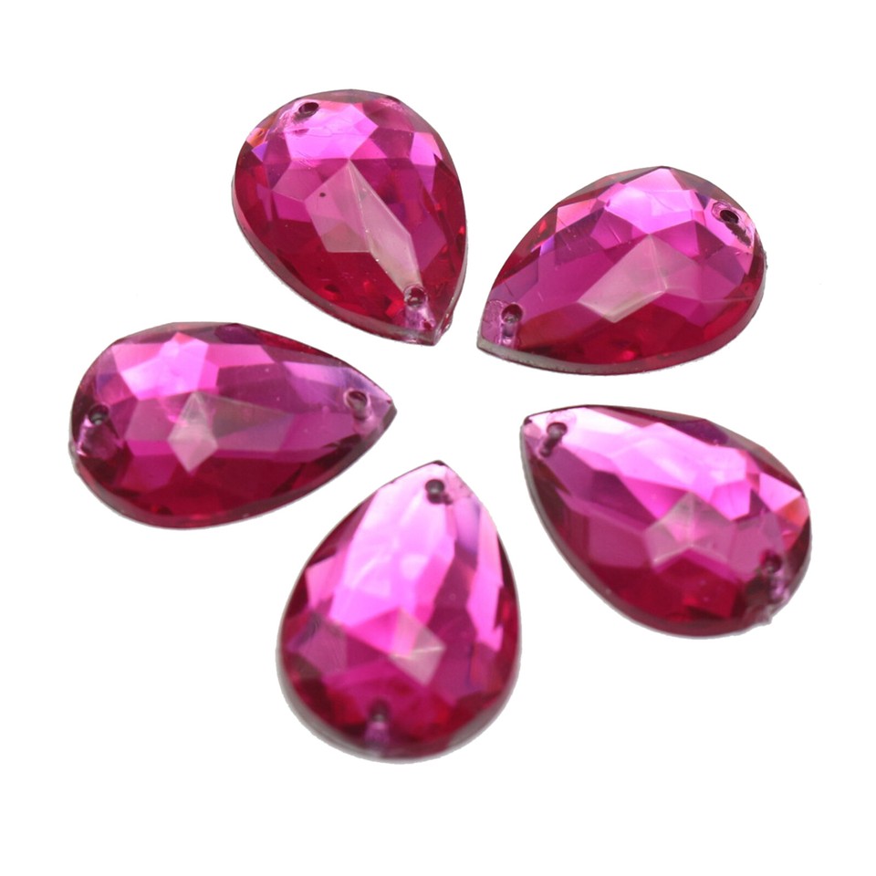100 Flatback Acrylic Sewing TearDrop Rhinestone Gems 18X13mm Sew on ...