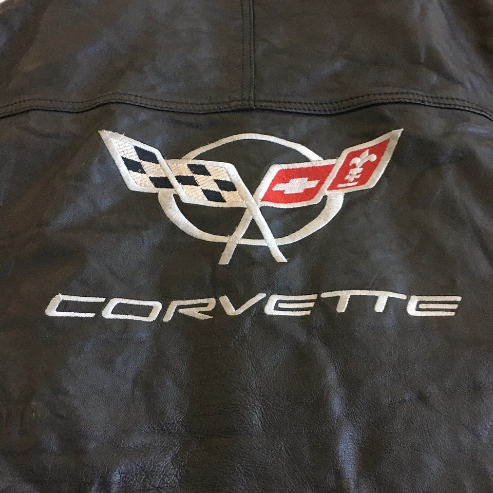 Corvette Men's Leather Bomber Jacket Full Zip Size XL | eBay