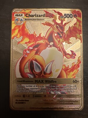 Charizard DX 52/100 Gold Metal Pokemon Card Max Wildfire HP500 | eBay