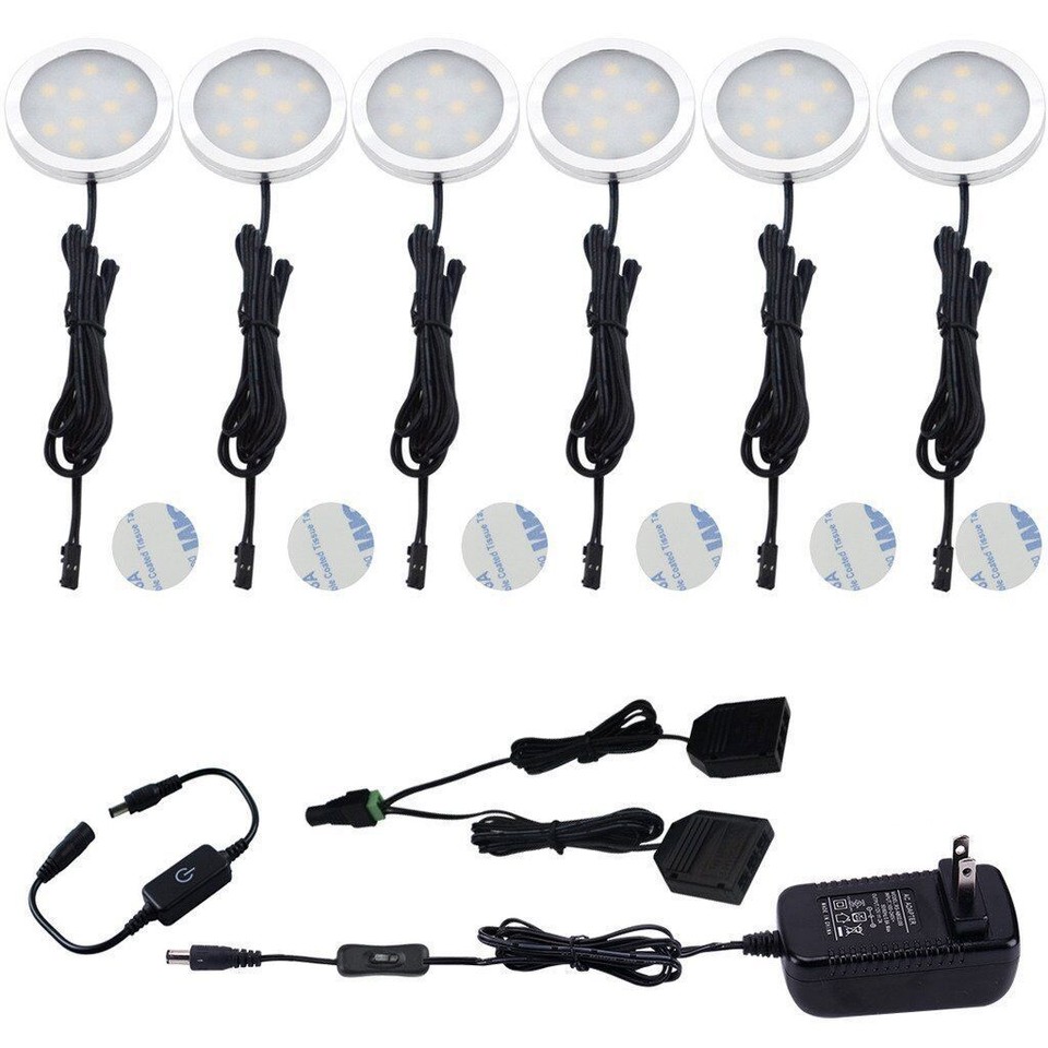 Under Cabinet Showcase LED Puck Light Kit Touch Dimming Switch With ...