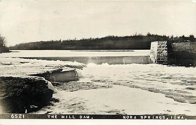 c1910 RPPC Postcard; The Mill Dam, Nora Springs IA 6521 near Mason City ...