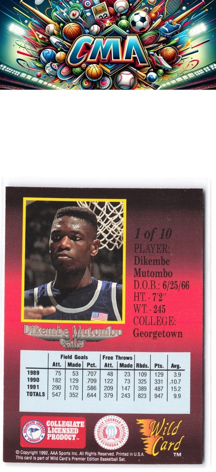 1991-92 Wild Card #1 Dikembe Mutombo Red Hot Rookies | eBay
