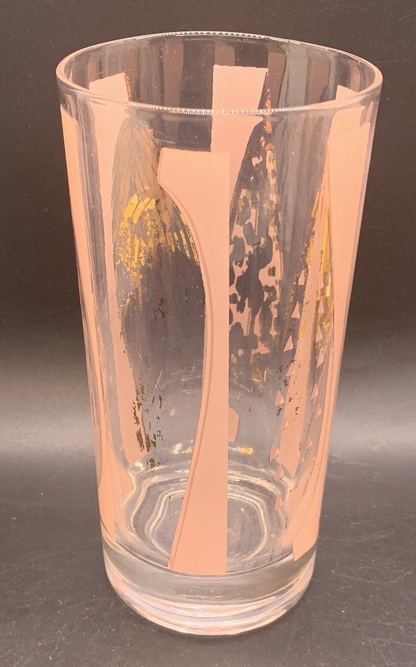 Vintage MCM Fred Press Signed Highball Glass Pink and Gold Set Of 5 | eBay