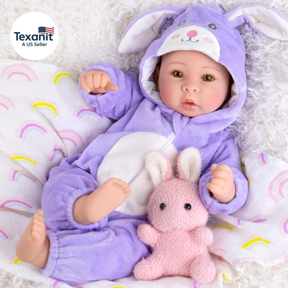 Real Baby Dolls - 17 Inch Realistic Baby Doll with Soft Body & Purple ...