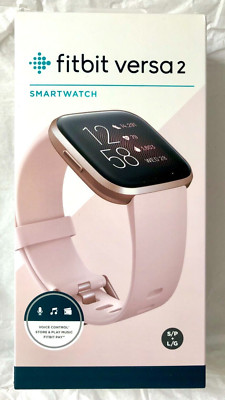 FITBIT VERSA 2 FITNESS TRACKER COPPER ROSE PEBBLE/PETAL PINK BAND NIB ...