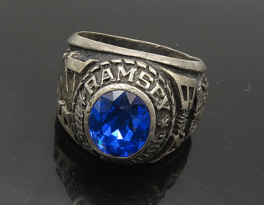 L.G.B. 925 Silver - Vintage Blue Spinel Ramsey HS 1979 Class Ring Sz 9 ...