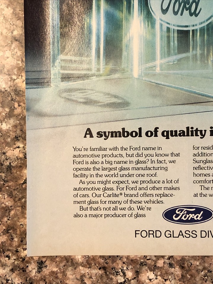 PRINT AD 1992 Ford Glass Division Carlite Sunglas Symbol Quality Glass ...