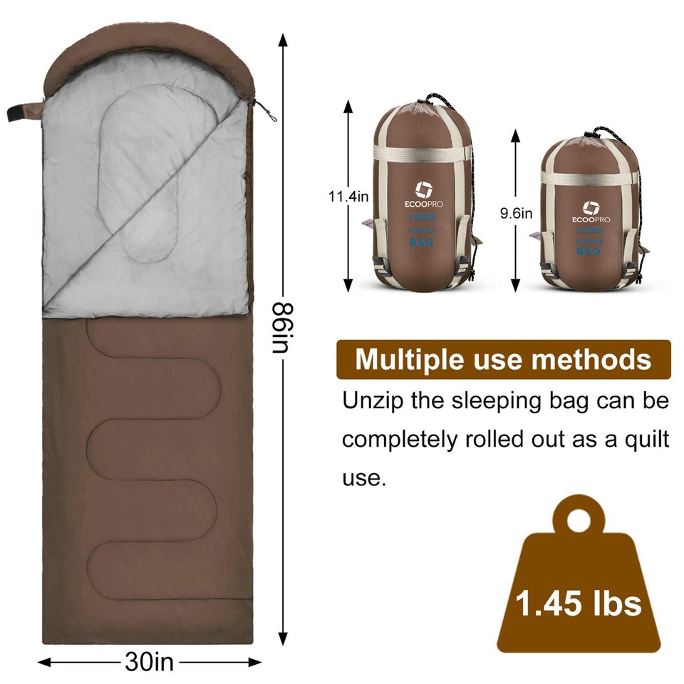 Warm Weather Sleeping Bag - Portable, Waterproof, Compact Lightweight ...