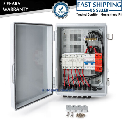 6 String Solar PV Combiner Box Junction Box 15A DC fuse 63A DC Circuit ...