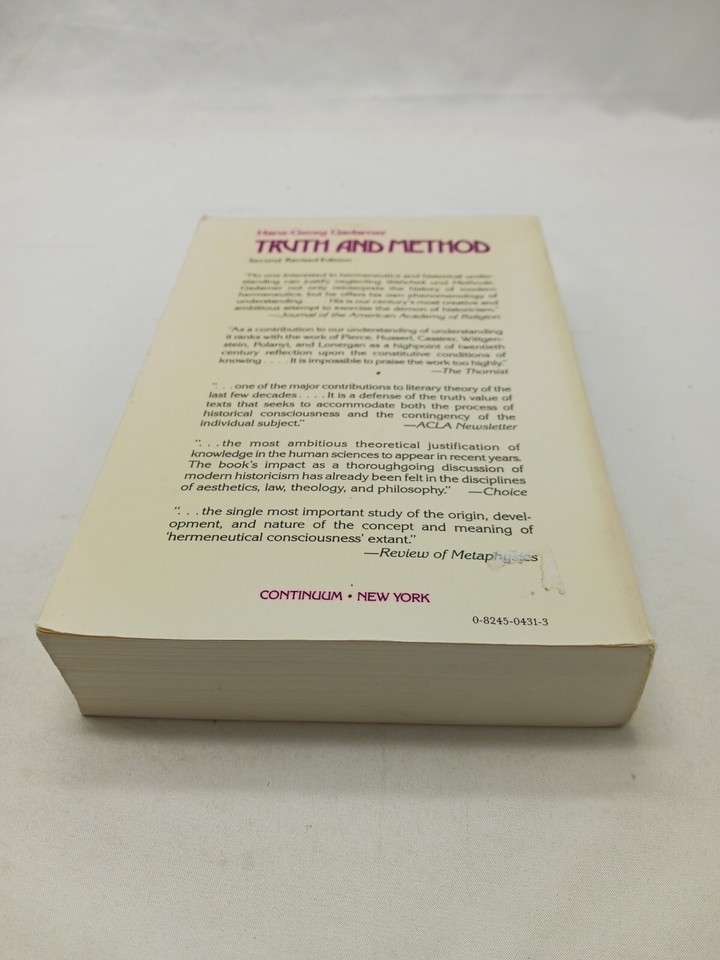 Truth and Method : Second Revised Edition by Hans Georg Gadamer PB ...